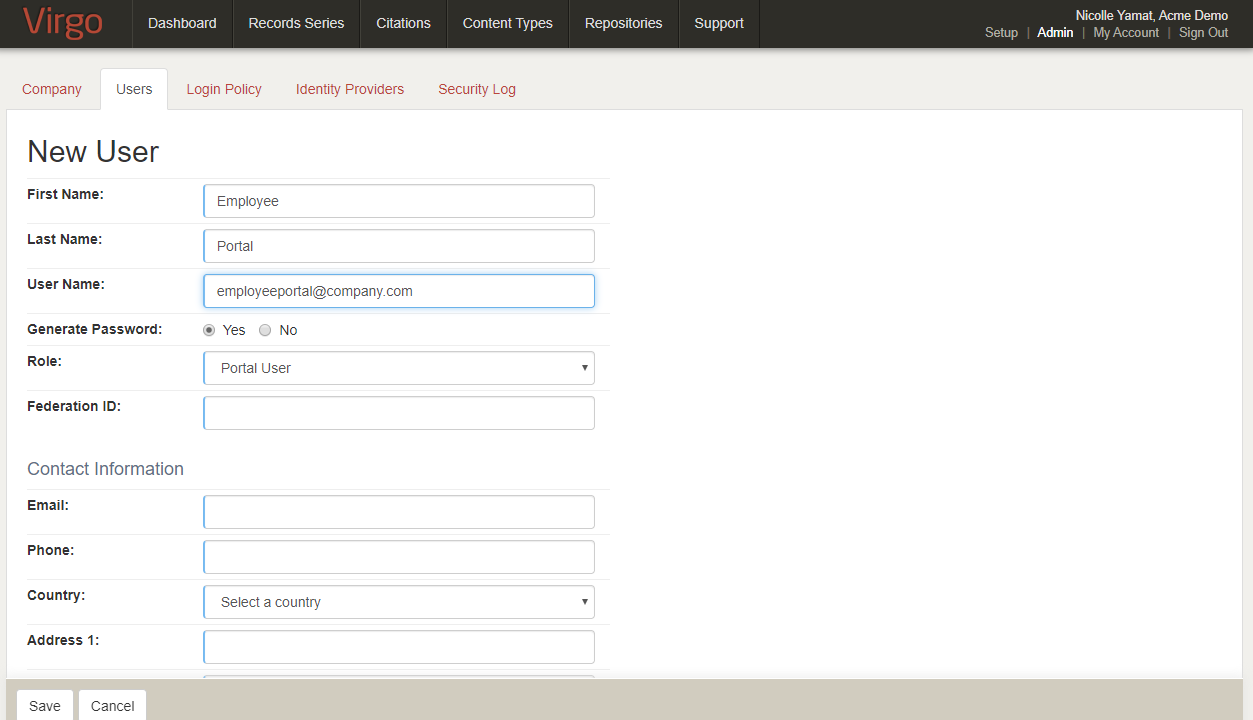 Virgo Employee Portal Setup